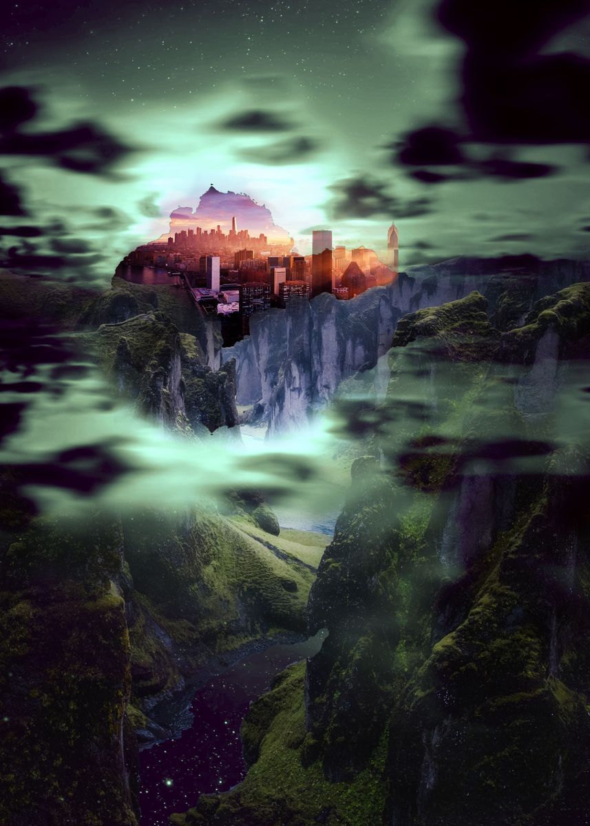 'Trippy City View' Poster, picture, metal print, paint by Milos Maric ...