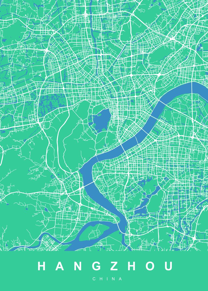 'Map HANGZHOU CHINA' Poster by UrbanMaps | Displate