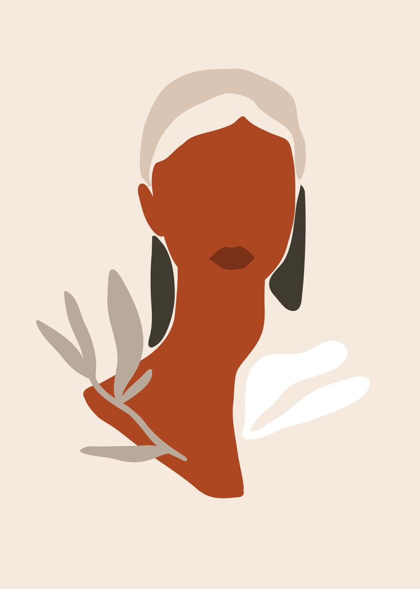 'Womans face outline' Poster, picture, metal print, paint by Human ...