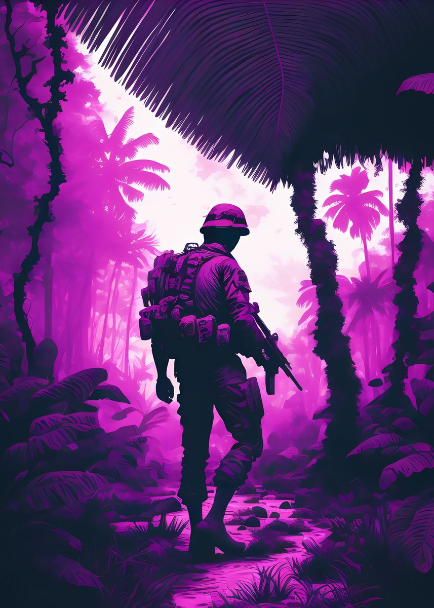 'Neon Soldier' Poster, picture, metal print, paint by Sorin Ilie | Displate