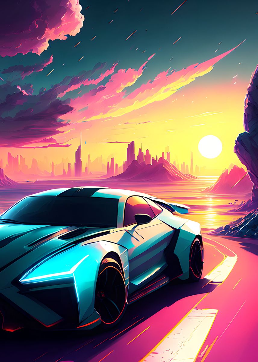 'Retro Car 16' Poster, picture, metal print, paint by Lukasz Kobylka ...