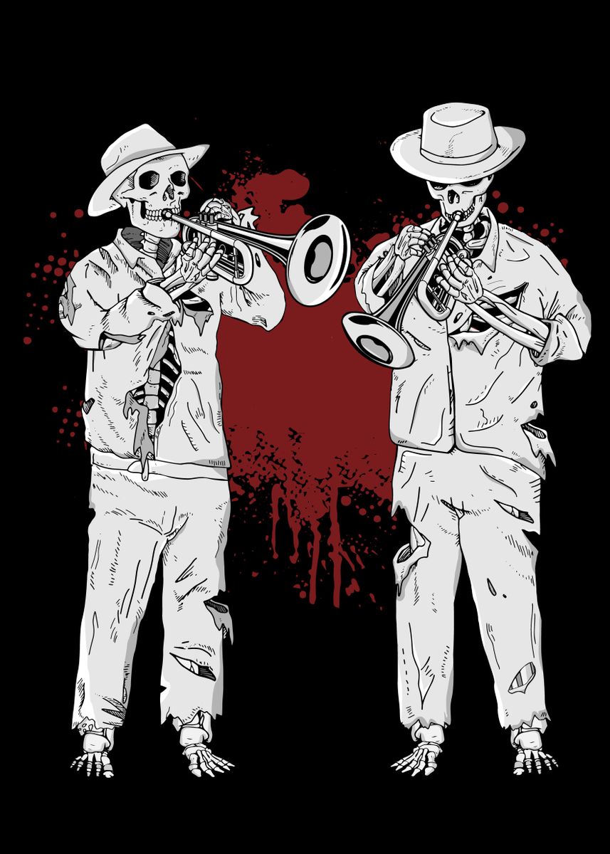 'Zombie Trumpet Player Jazz' Poster, picture, metal print, paint by ...