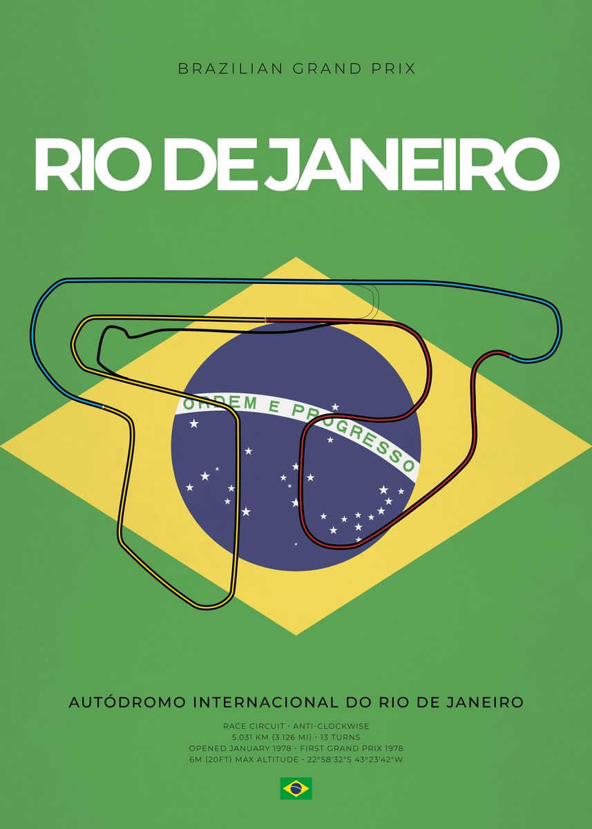 'Rio de Janeiro F1 Circuit' Poster, picture, metal print, paint by aio ...