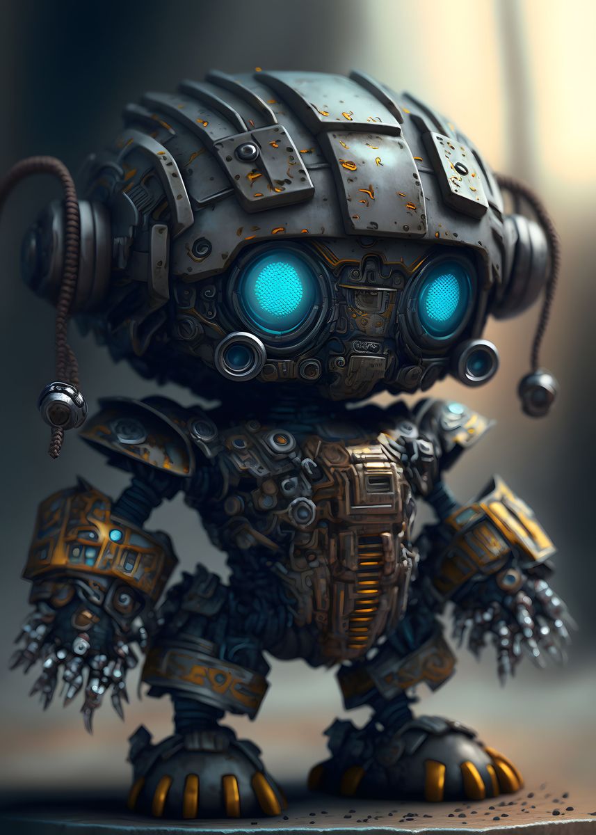 'Cute Mini Robot' Poster, picture, metal print, paint by David ...