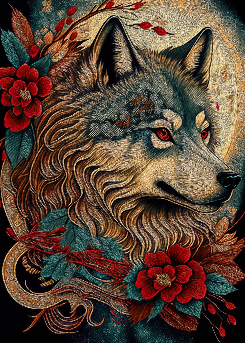 'Wolf Japanese art' Poster, picture, metal print, paint by MasterHead ...