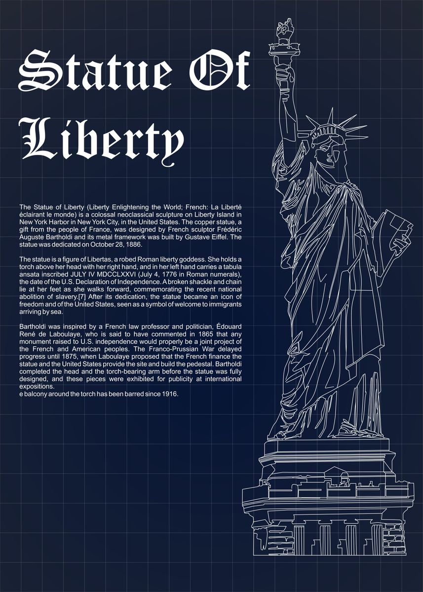 'Statue Libertys Blueprints' Poster, picture, metal print, paint by ...