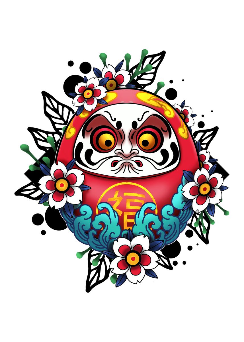 'Japanese Daruma Doll' Poster, picture, metal print, paint by Atanas Popovski | Displate