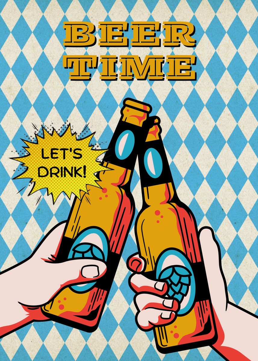 'Beer Time' Poster, picture, metal print, paint by Simon Clement | Displate