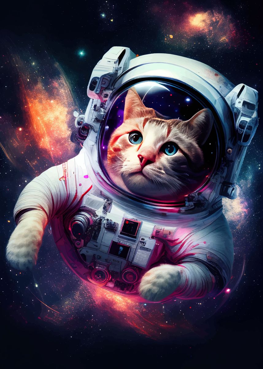 'Space Cat' Poster, picture, metal print, paint by Neo Design | Displate