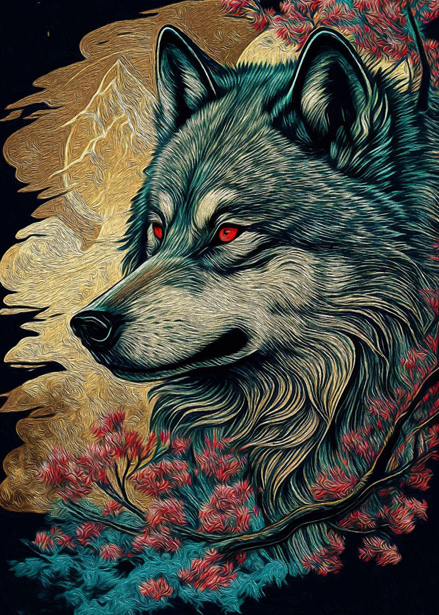 'Wolf Japanese art' Poster, picture, metal print, paint by MasterHead ...