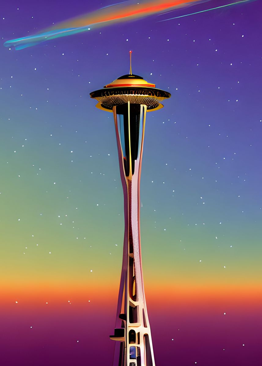'Rainbow Seattle Sunset' Poster, picture, metal print, paint by 6 ...
