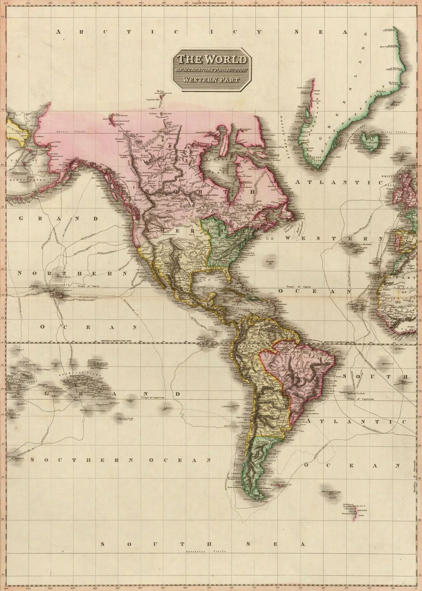 'World map western part' Poster, picture, metal print, paint by Sam Kal ...