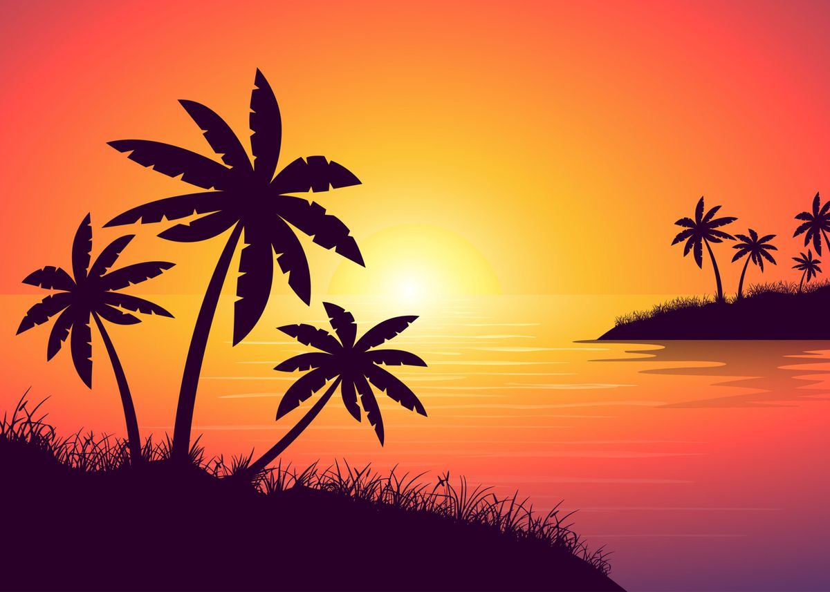 'Sunset Beach' Poster by Nae | Displate