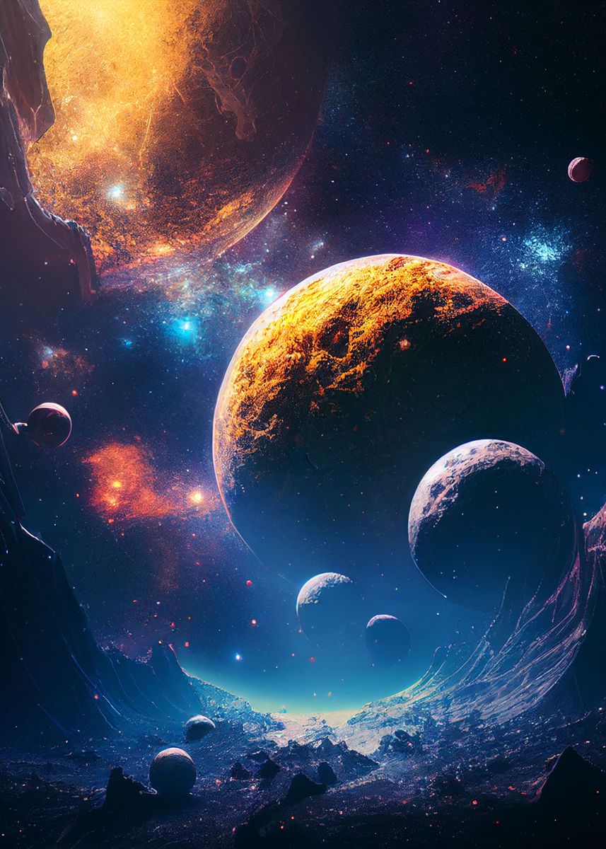 'Mystical Deep Space World' Poster, picture, metal print, paint by ...