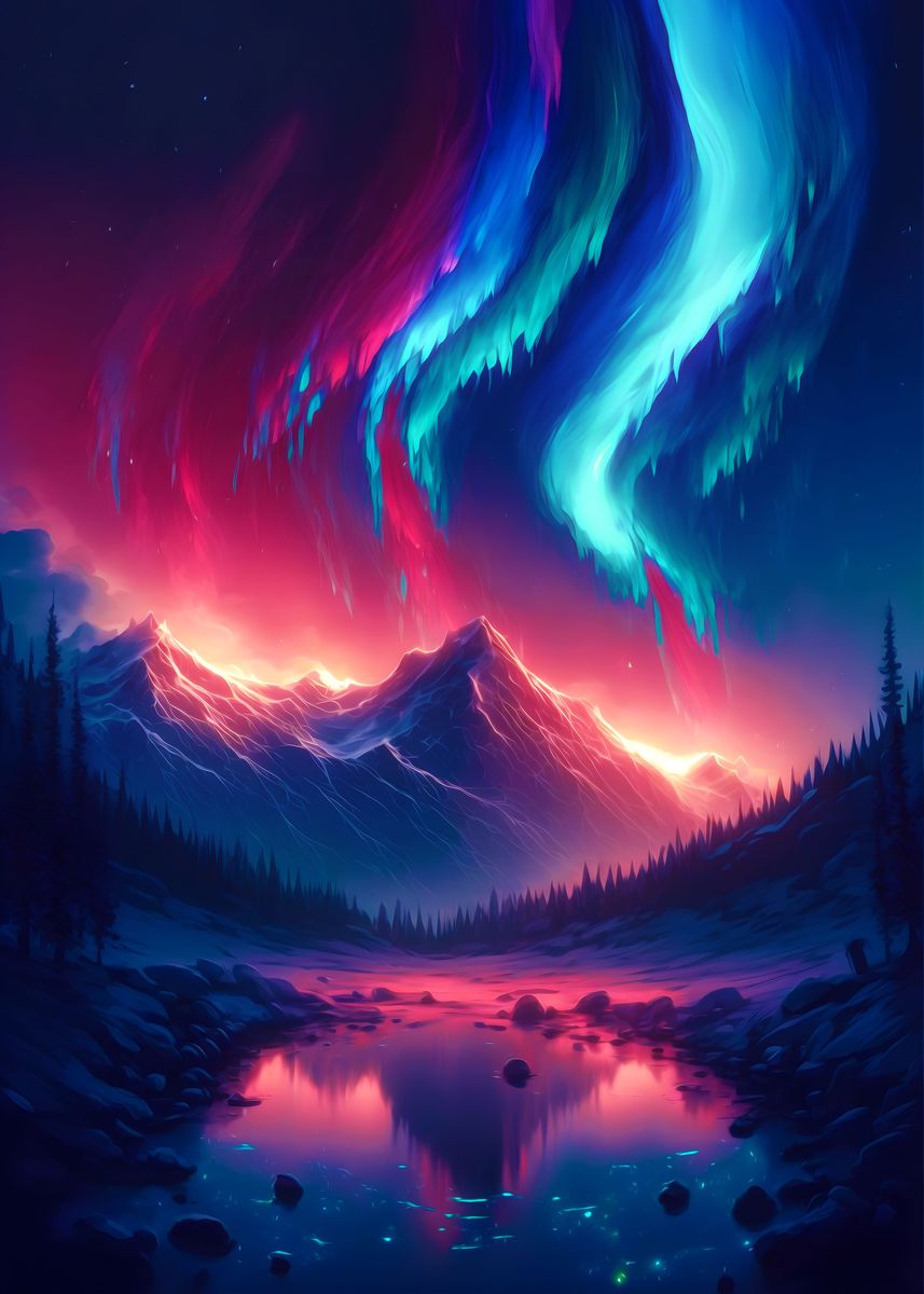 'Mountainscape' Poster, picture, metal print, paint by Xi Designs ...