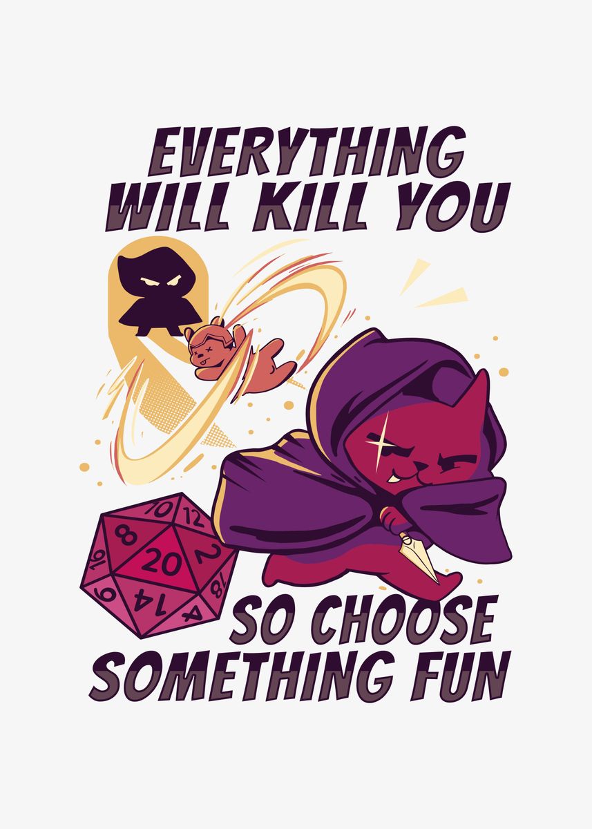 'D20 Cat RPG Gamer' Poster, picture, metal print, paint by Michael ...