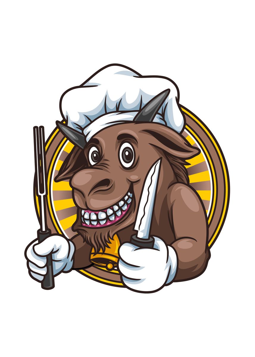 'Goat Chef Mascot ' Poster, picture, metal print, paint by hendra ...