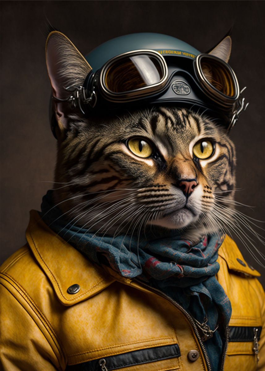 'Biker Cat' Poster, picture, metal print, paint by Beneveri | Displate