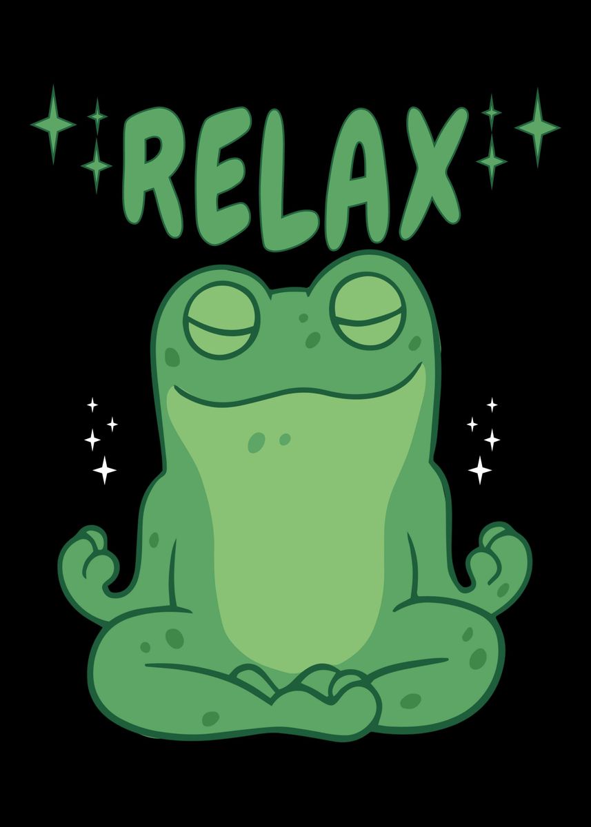 'relax yoga frog' Poster, picture, metal print, paint by John DonJoe | Displate