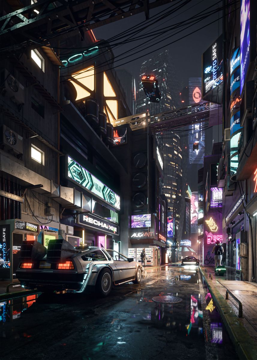 'Cyberpunk City Street' Poster, picture, metal print, paint by Toshe ...