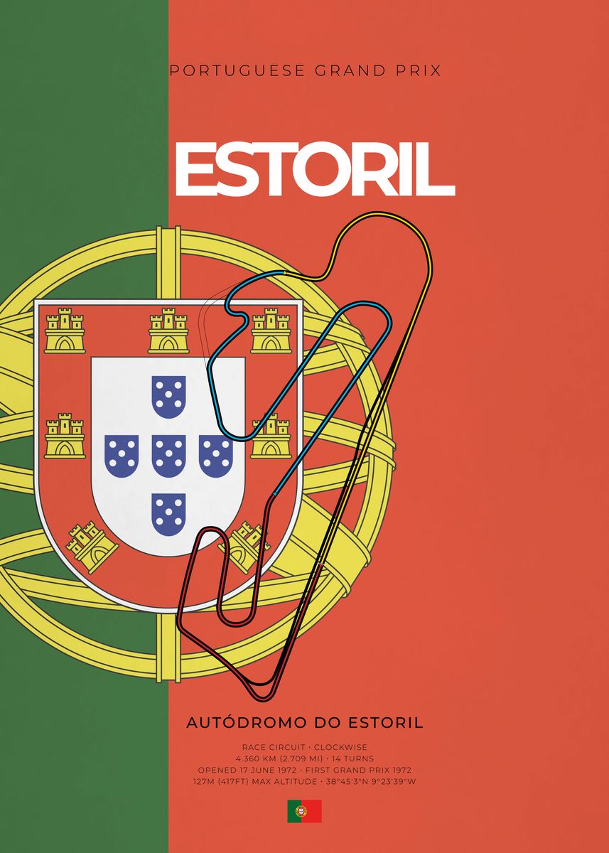 'Estoril F1 Circuit' Poster, picture, metal print, paint by Alo | Displate