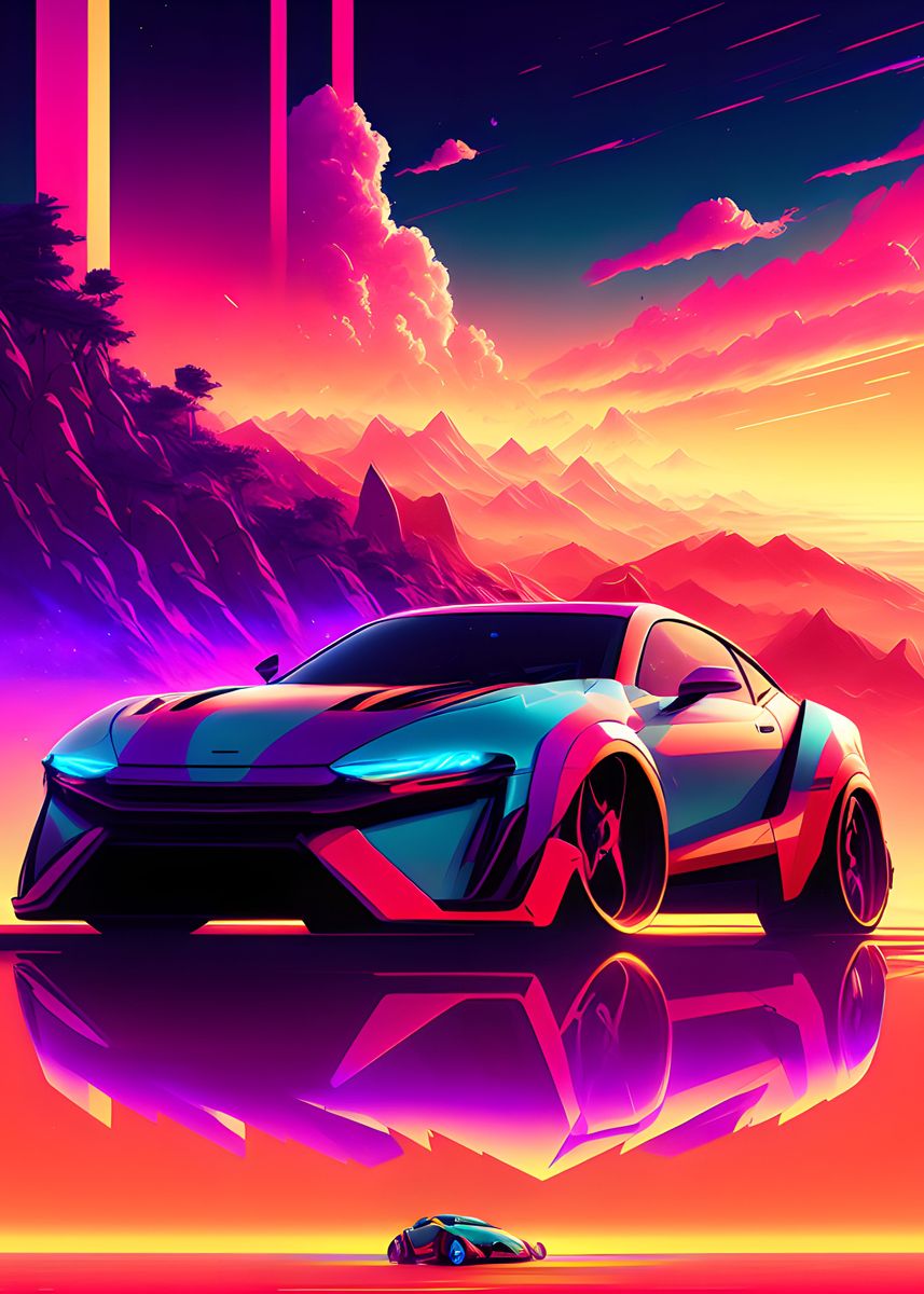 'Retro Car 17' Poster, picture, metal print, paint by Lukasz Kobylka ...