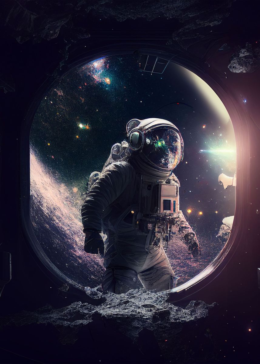 'Floating in Space' Poster, picture, metal print, paint by ...