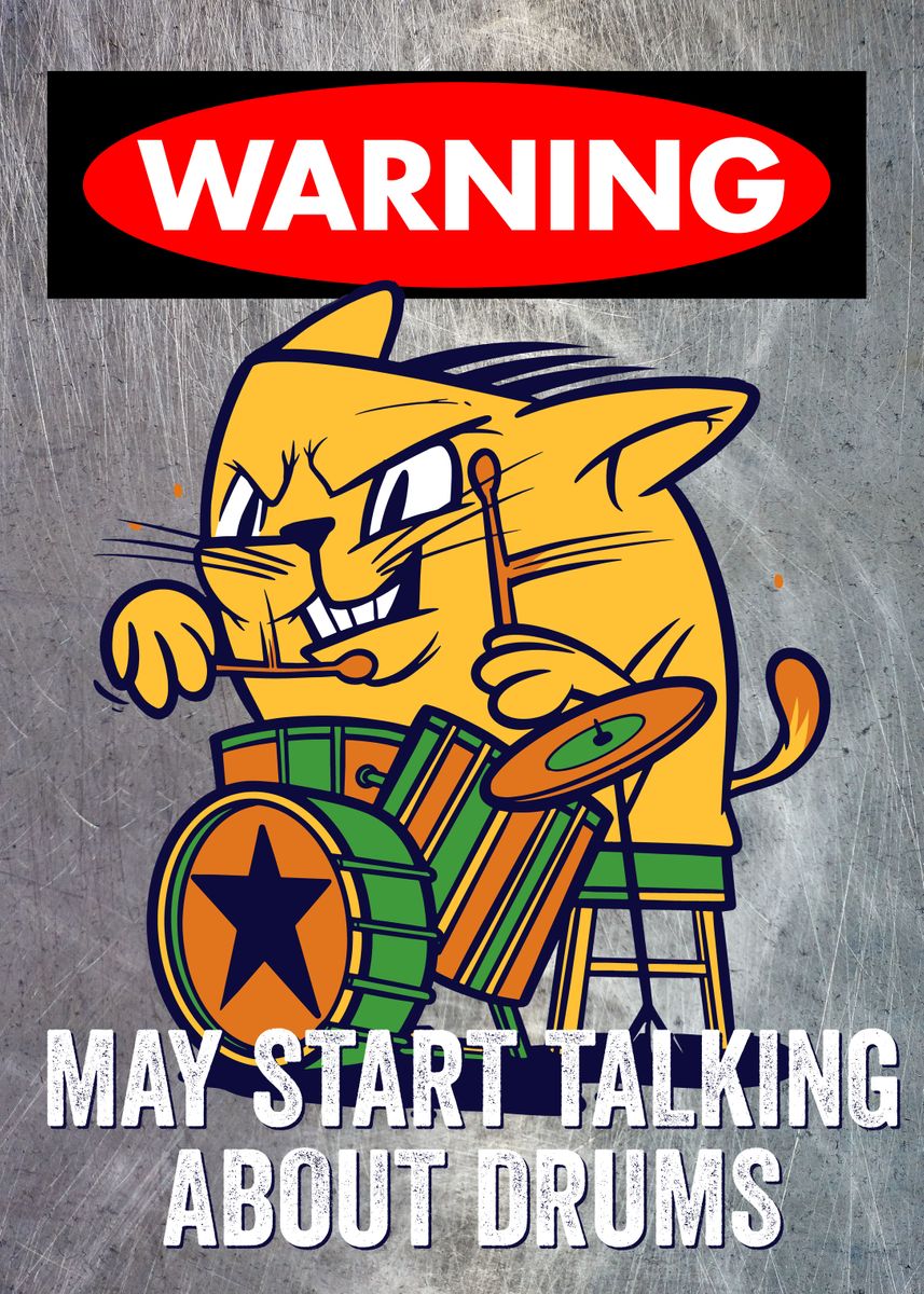 'WARNING TALKING ANGRY CAT' Poster, picture, metal print, paint by ...