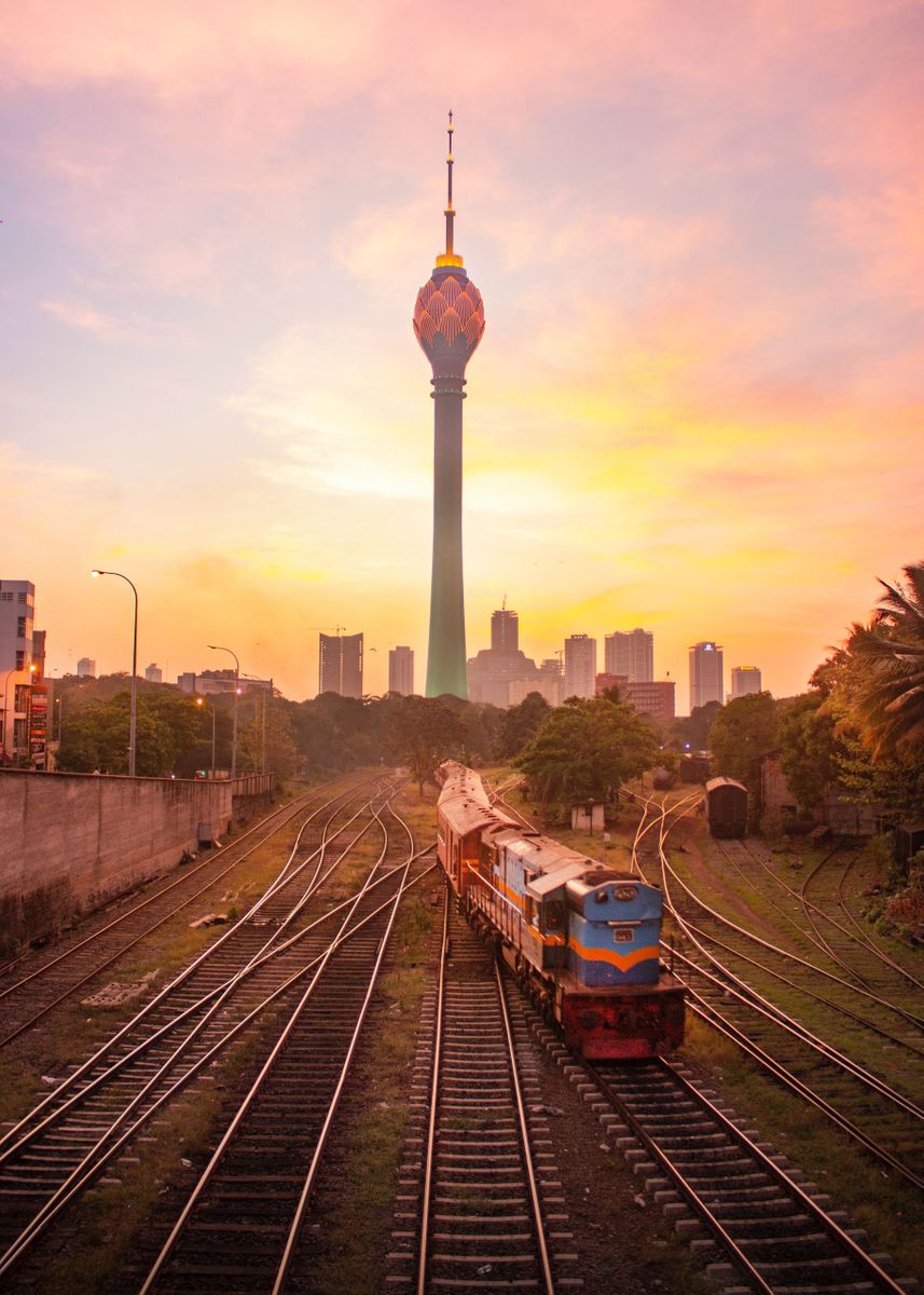 'Golden hour train' Poster, picture, metal print, paint by Nicolas ...