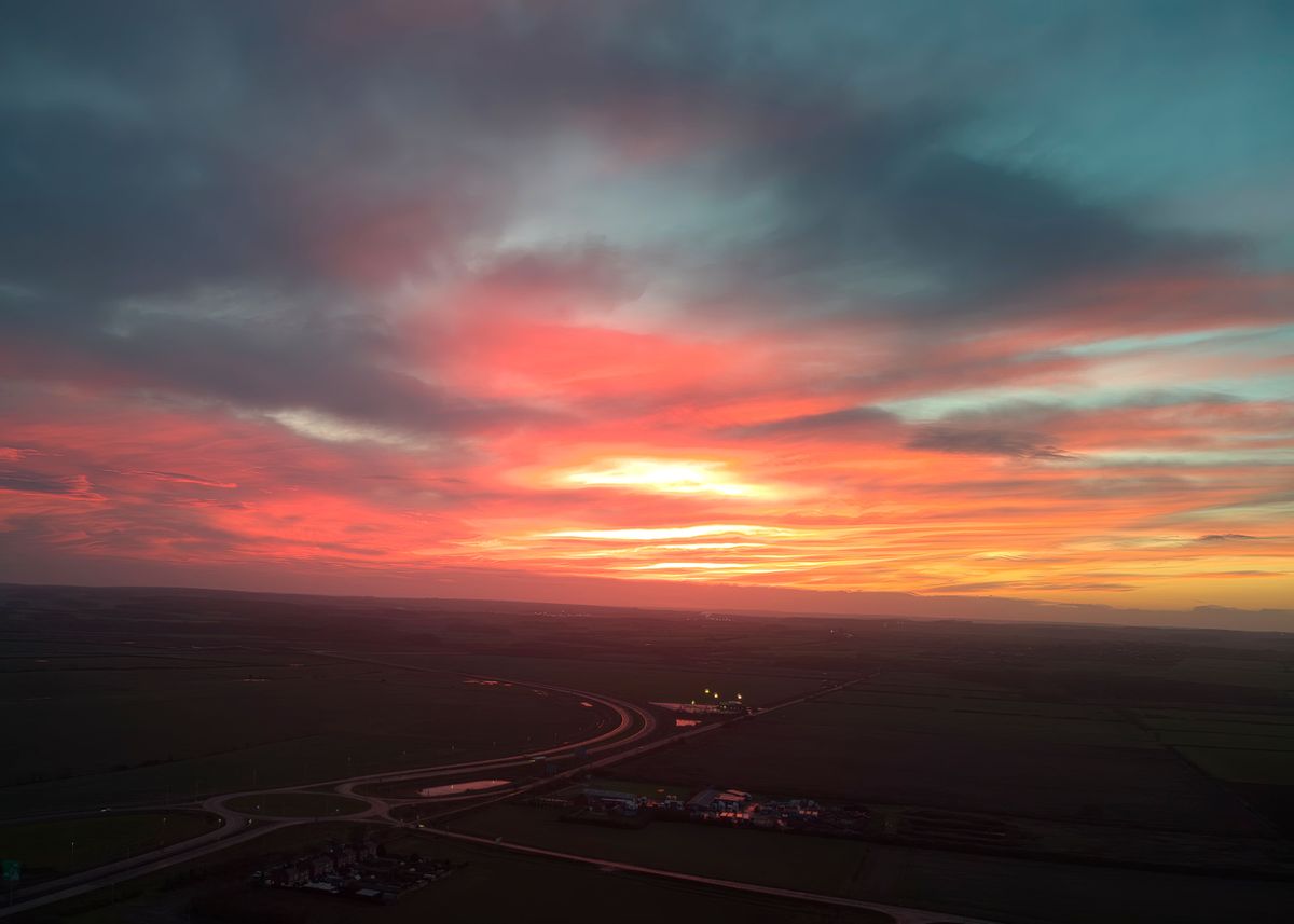 'Red Sky over rural england' Poster by Lee Cobb | Displate