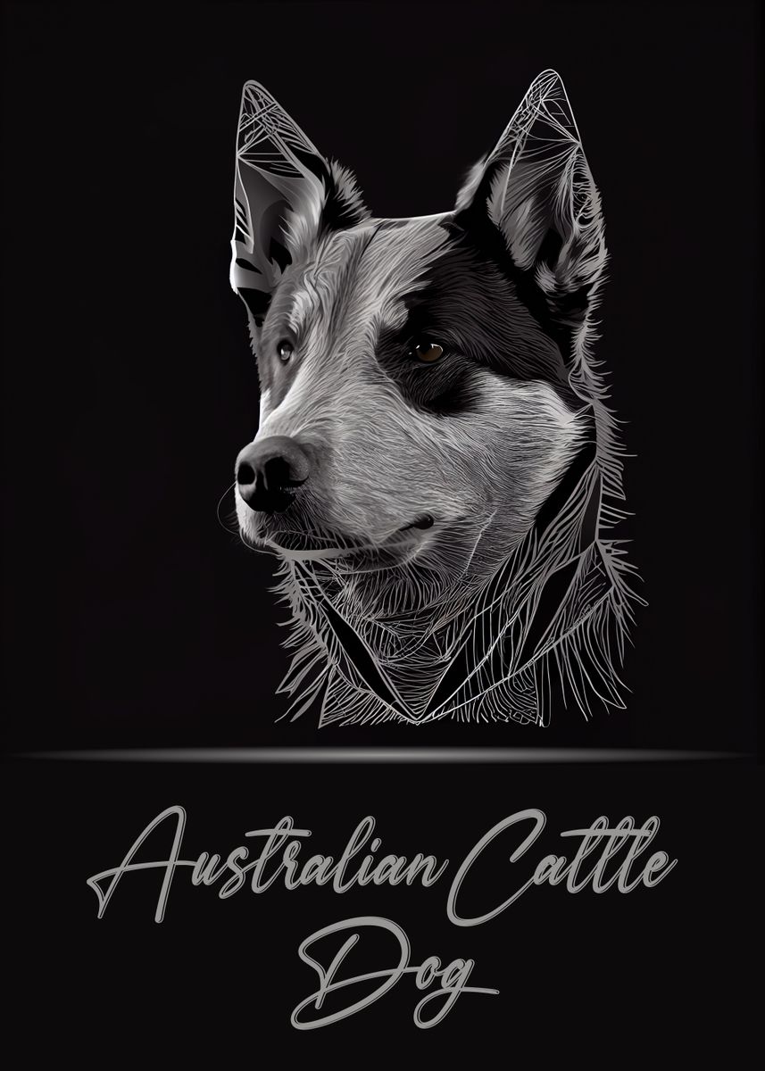 'Australian Cattle Dog' Poster, picture, metal print, paint by Artistic Paradigms | Displate