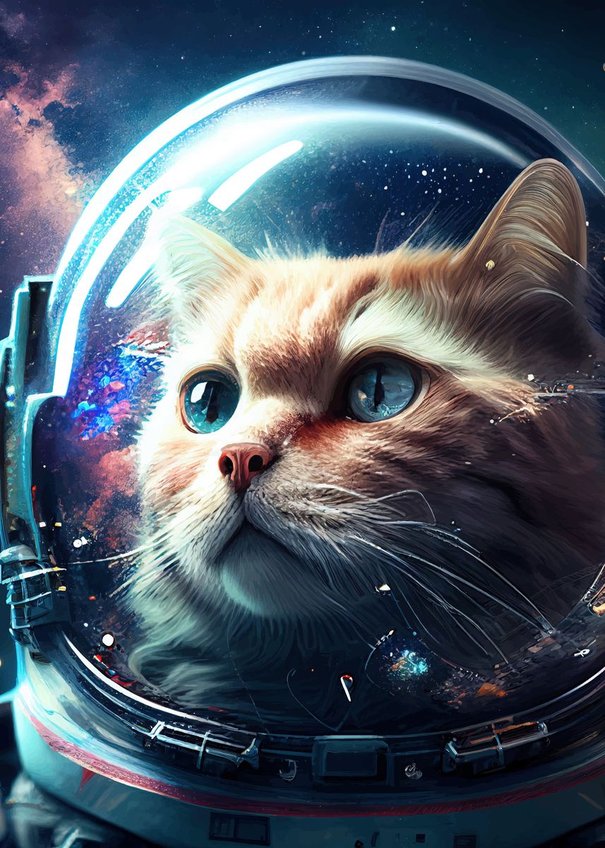 'Space Cat Universe' Poster, picture, metal print, paint by Neo Design ...