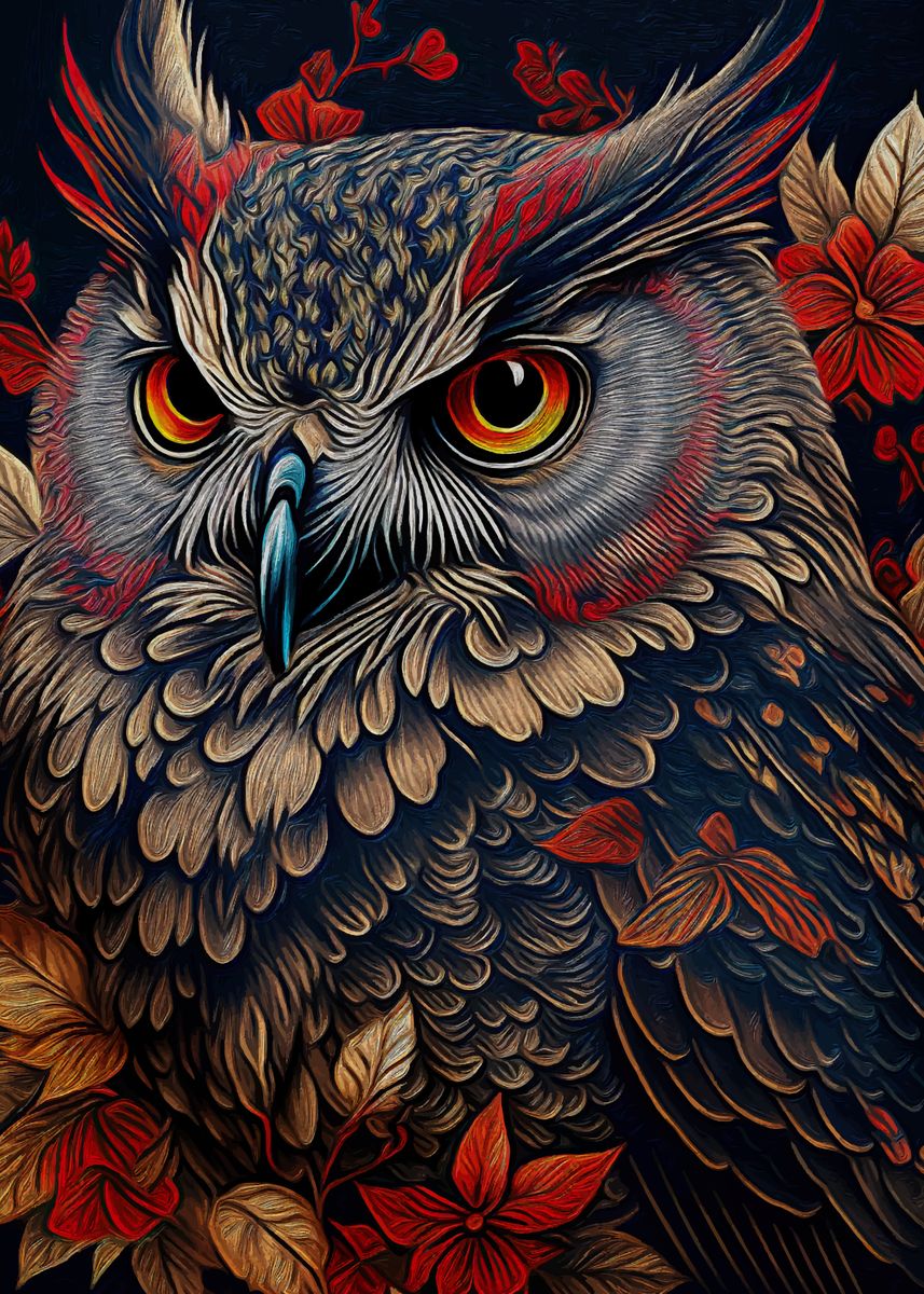 'Owl Japanese art' Poster, picture, metal print, paint by MasterHead ...
