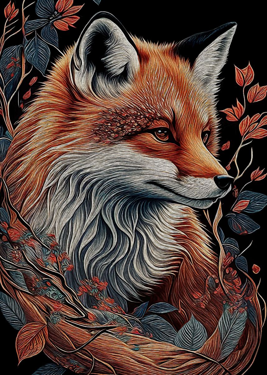 'Fox in Japanese art' Poster, picture, metal print, paint by MasterHead ...