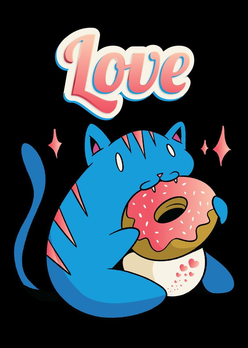 'I love donuts sweet yammy ' Poster, picture, metal print, paint by ...