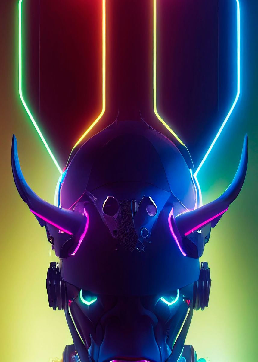 'neon goat' Poster, picture, metal print, paint by Metal Edge Creation ...