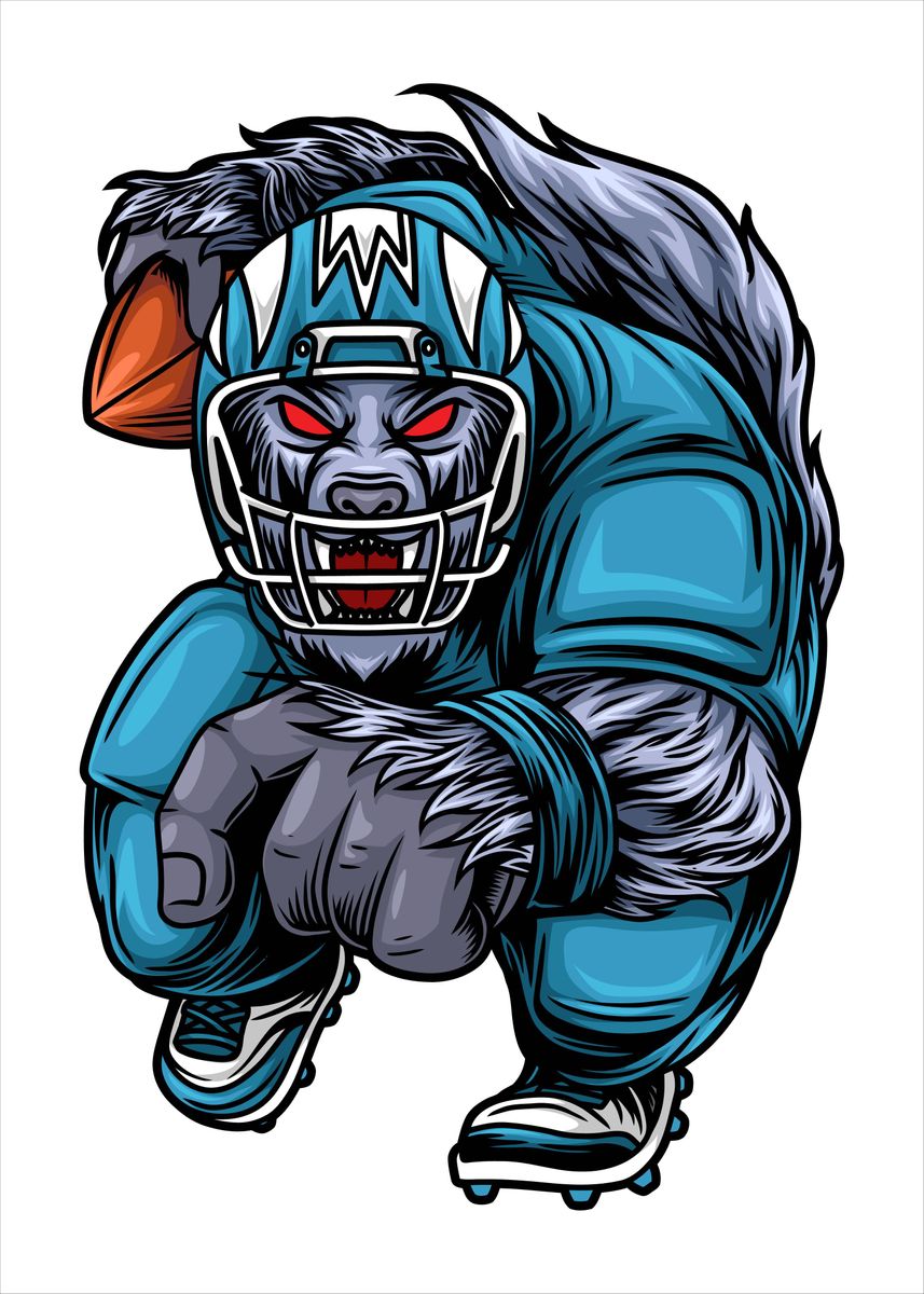 'Wolf American Football' Poster, picture, metal print, paint by hendra ...