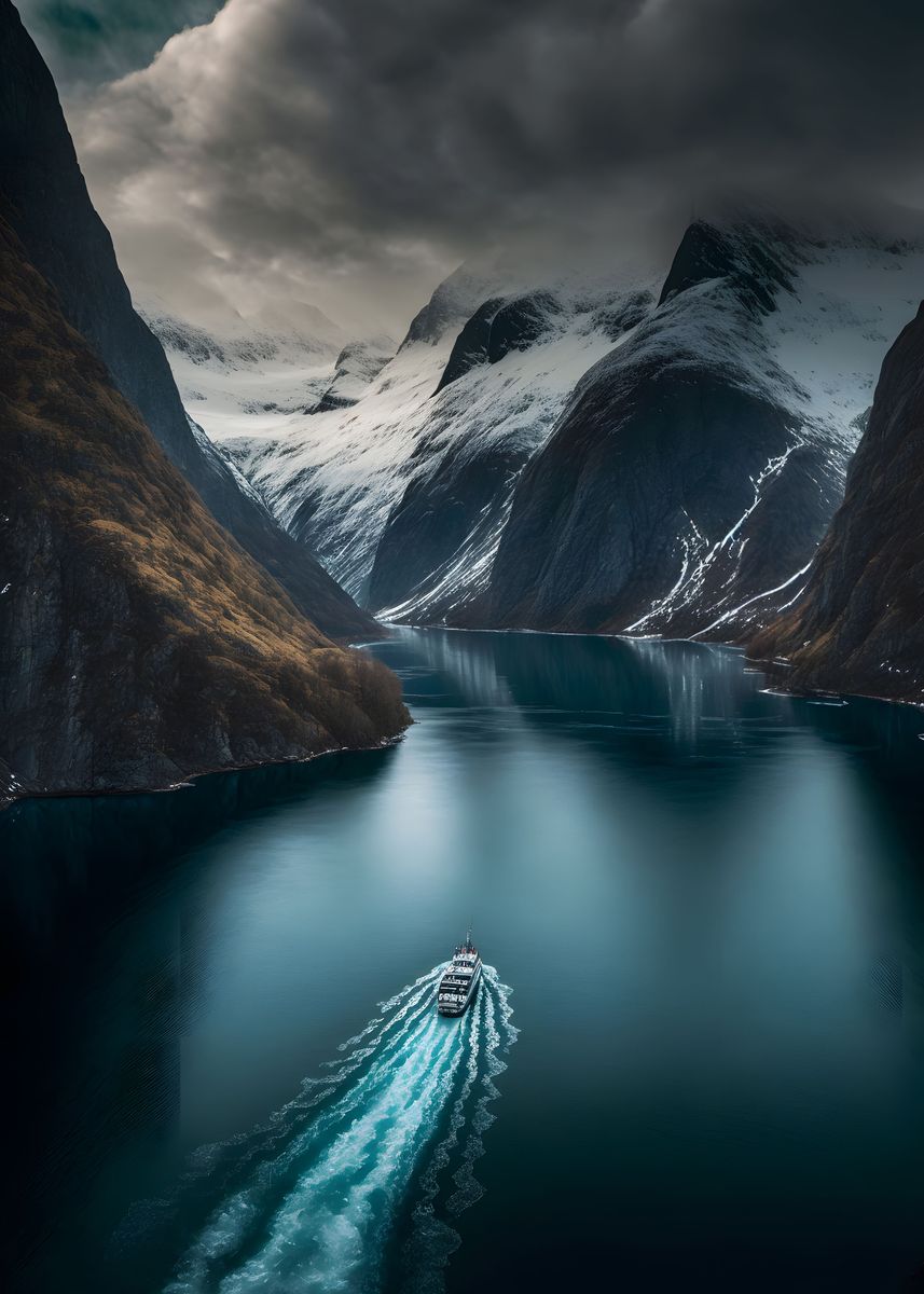 'Norwegian Fjord' Poster, picture, metal print, paint by David ...