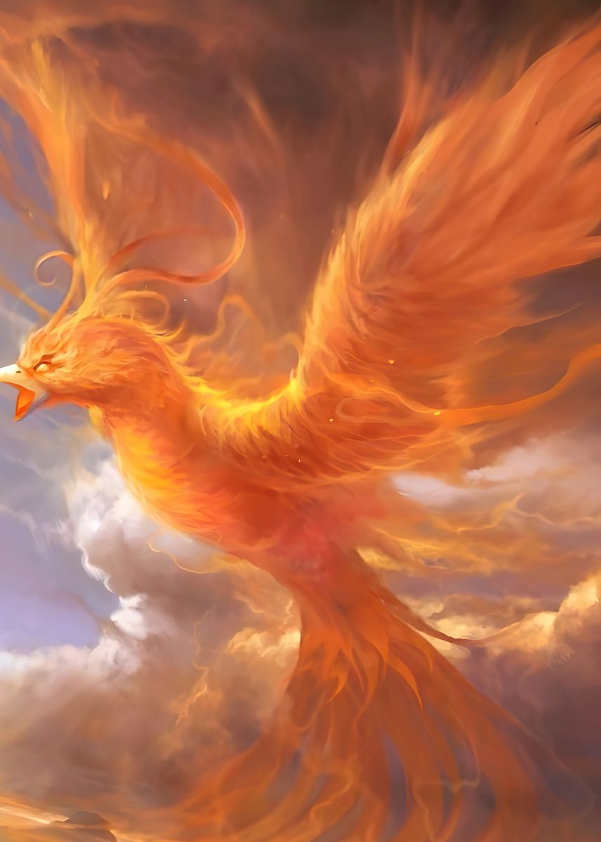 'eagle clad in blazing fire' Poster, picture, metal print, paint by ...