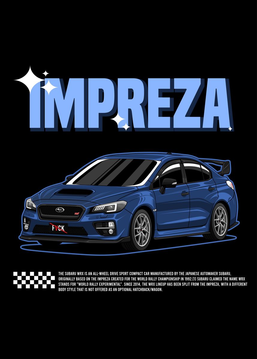 'Subaru WRX STI Impreza 3' Poster, picture, metal print, paint by Heru ...