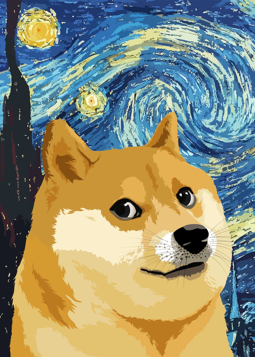'Dog Starry Night' Poster, picture, metal print, paint by Wall Art ...