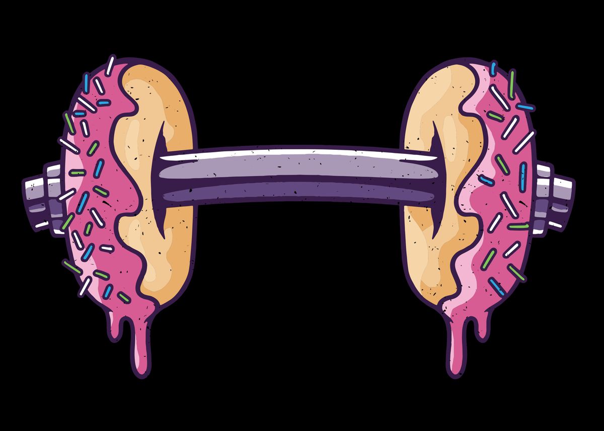 'Workout w donuts dumbbell' Poster by Chris Feil | Displate
