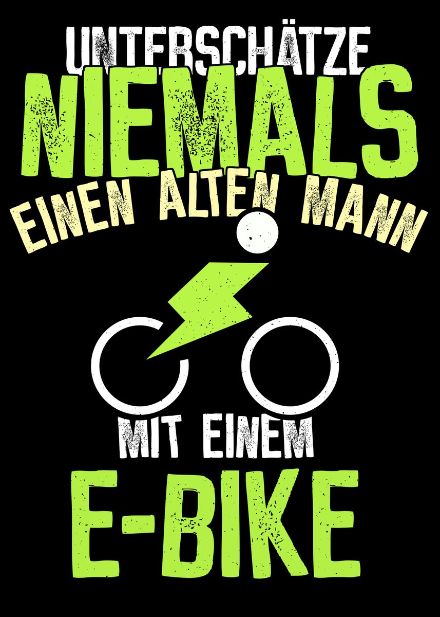 'Alter Mann mit E bike' Poster, picture, metal print, paint by Chris ...