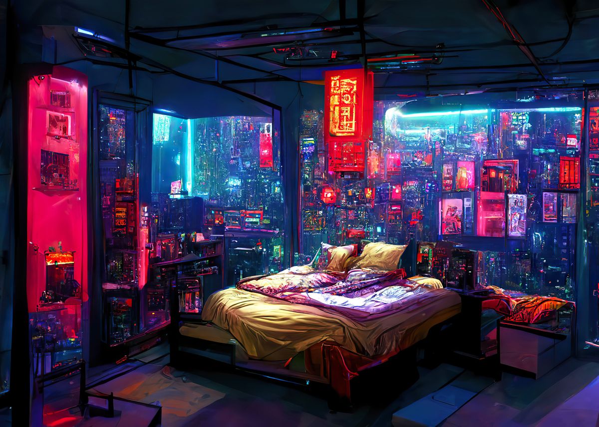 'Cyberpunk Room' Poster by 80s Retro | Displate