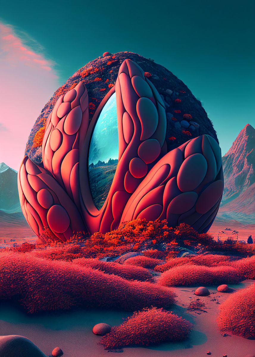 'Alien Oasis' Poster, picture, metal print, paint by Mitoka | Displate