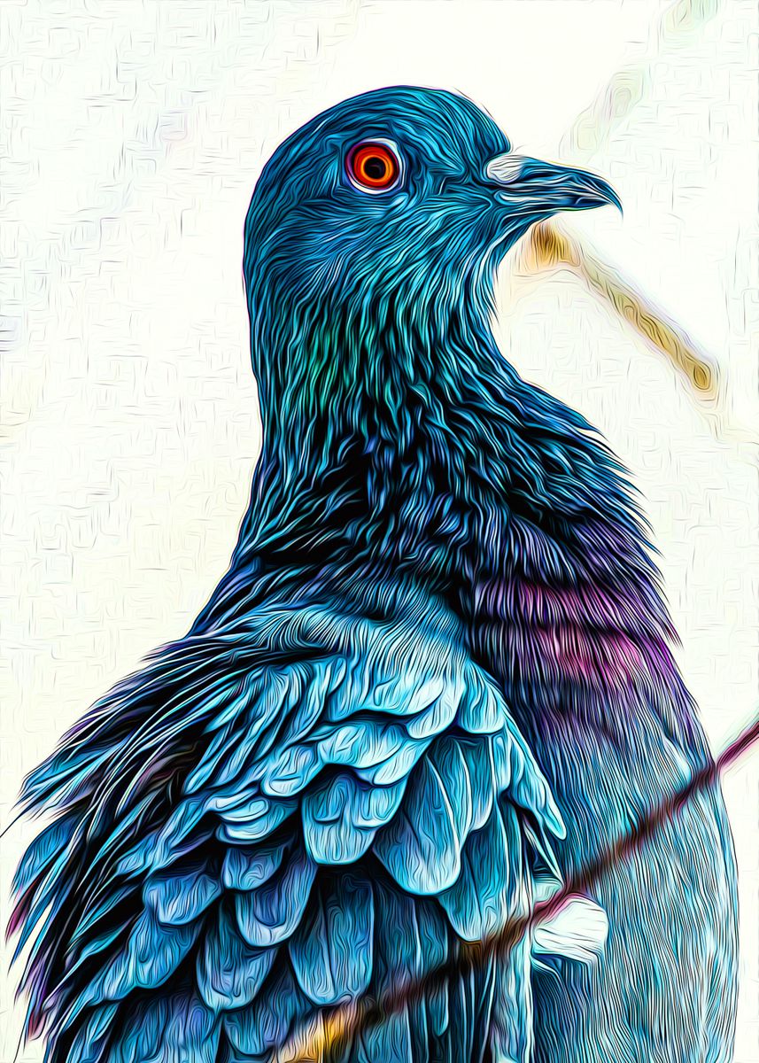 'Pigeon' Poster, picture, metal print, paint by Tiker Arts | Displate