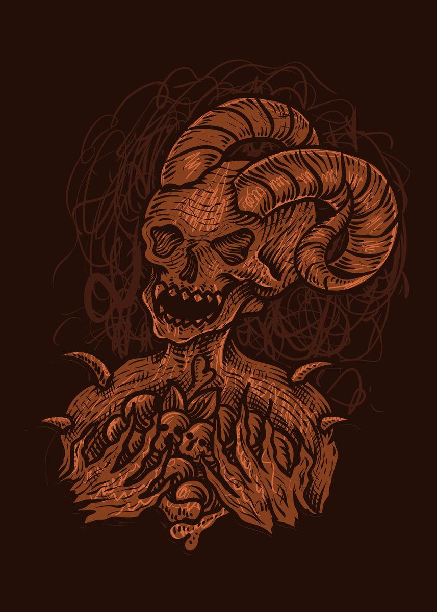 'Satan Demon' Poster, picture, metal print, paint by Tom Cage | Displate