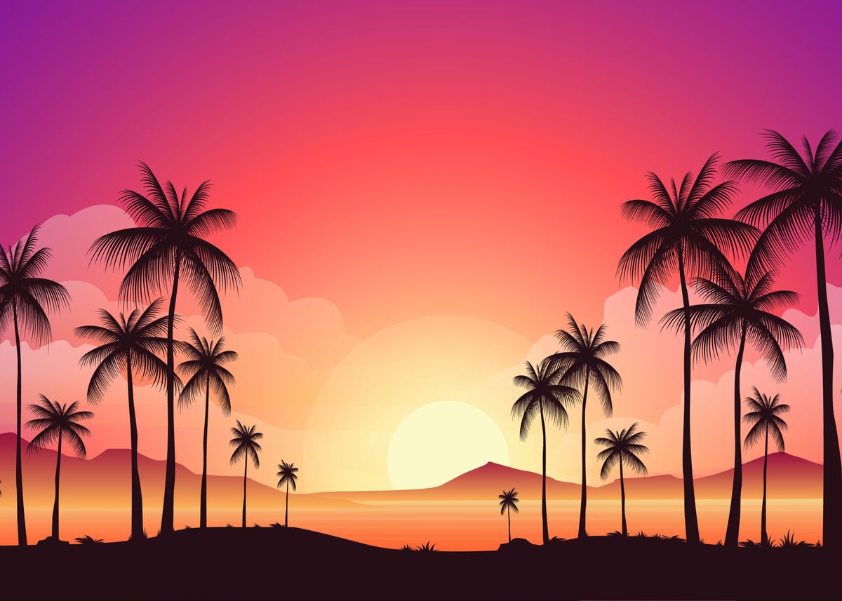 'Sunset Beach' Poster by Nae | Displate