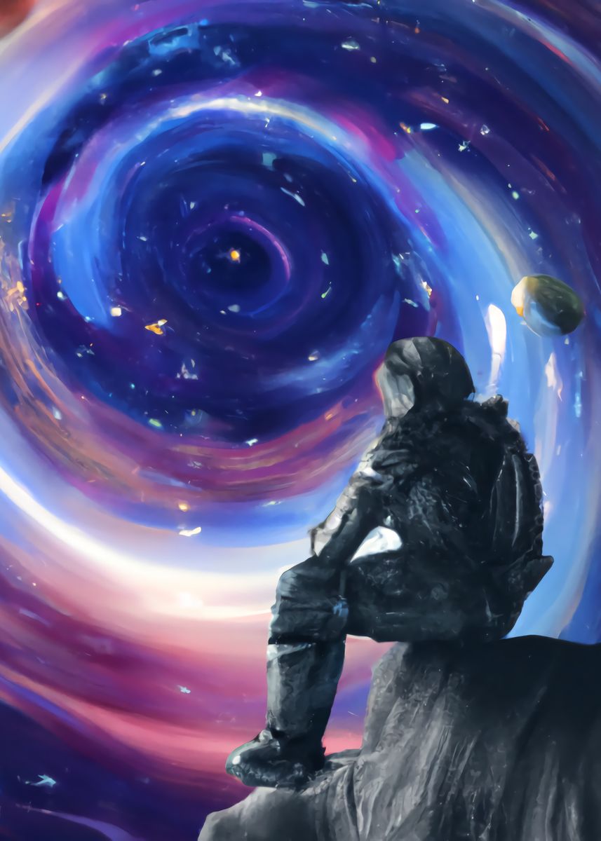 'Spaceman Exploring Space' Poster, picture, metal print, paint by ...