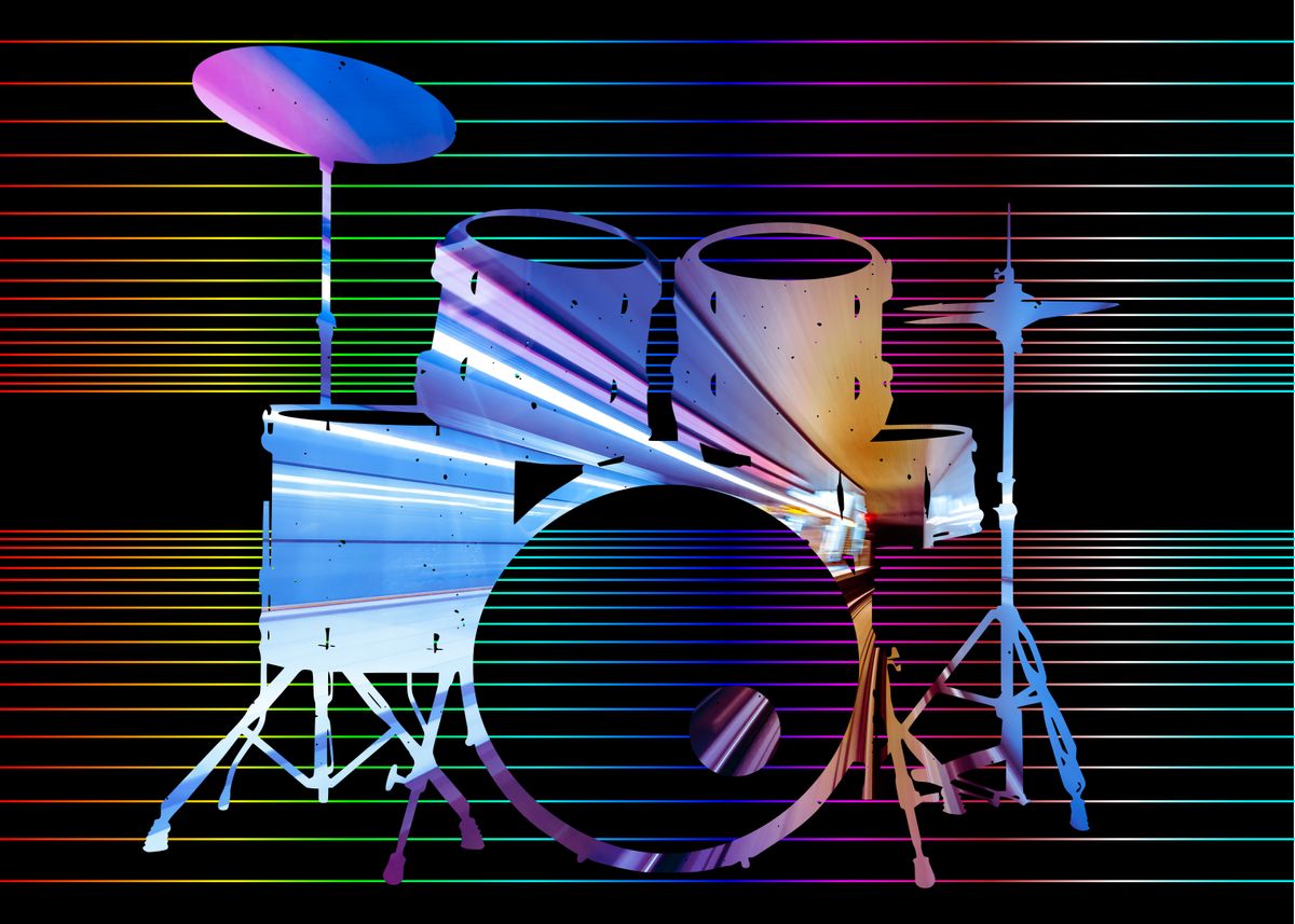 'PSYCHEDELIC RETRO DRUMS' Poster by Atomic Chinook | Displate